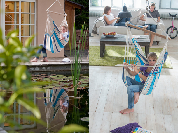 Hamac tip scaun Basic Caribena Aqua Blue La Siesta - Hamace adulti